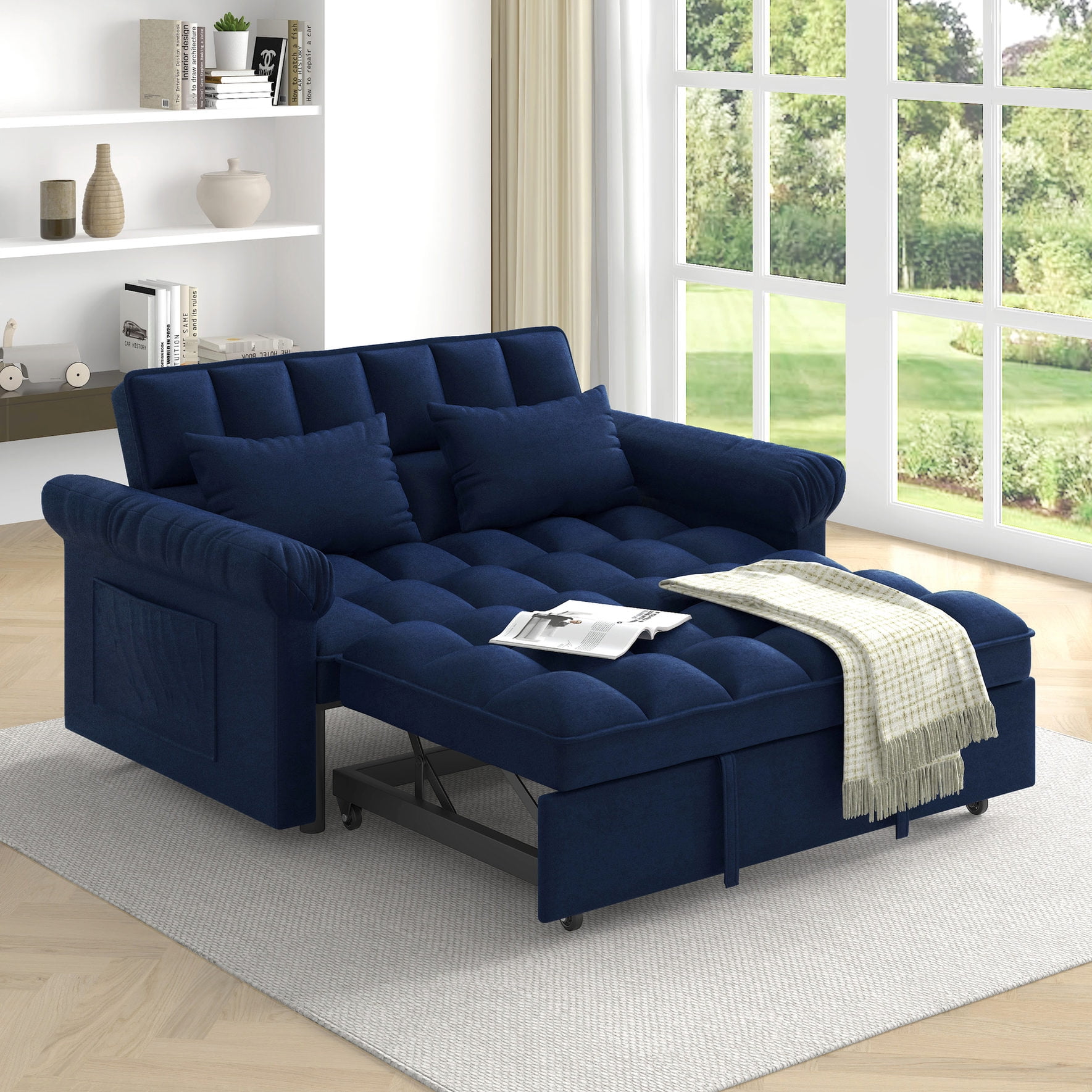 Flannel Sofa Bed with Pull - out | Fast Conversion for Family and ...