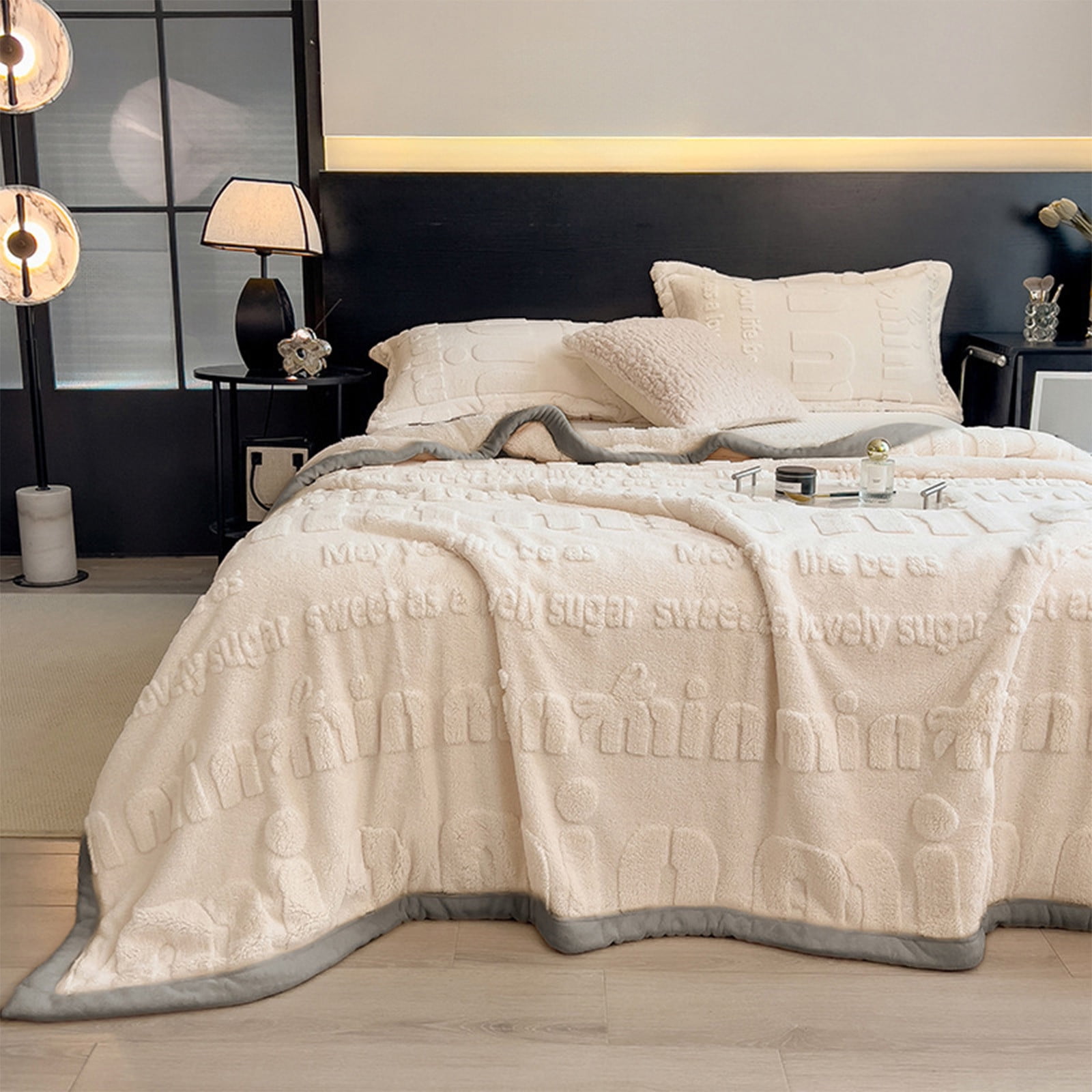 Flannel Throw Blanket 59"x39" | Super Soft Polyester | Embossed Floral ...