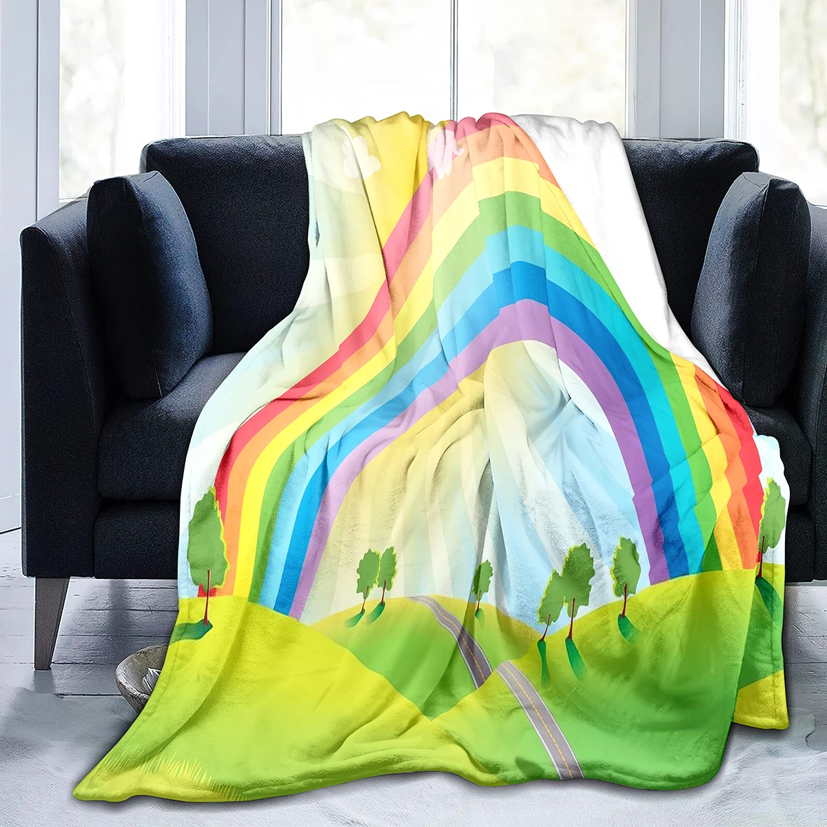 Flannel Throw Blanket Colourful Line Pattern King Queen Full Size ...