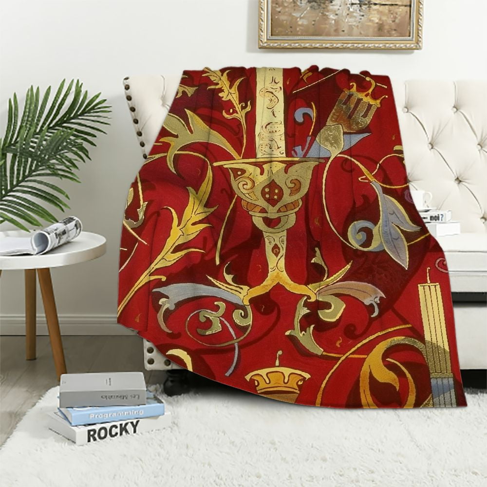 Flannel Throw Blanket Medieval Ancient Castle Knight Armor Sword Crown ...