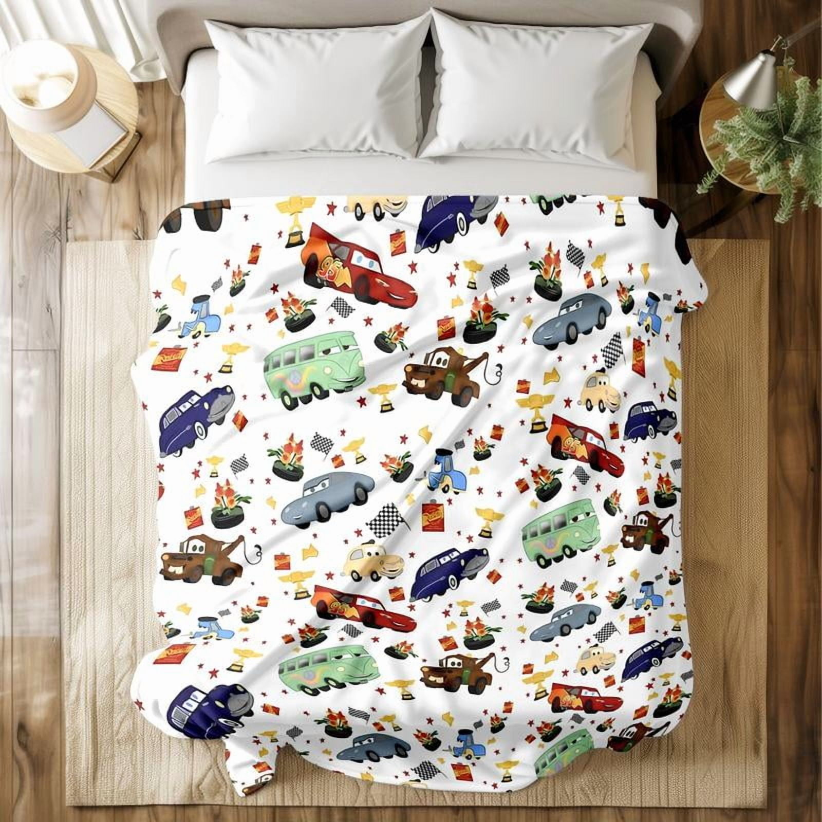 Flannel Throw Blanket - Soft Plush, Cute Car Prints, Double Warmth for ...