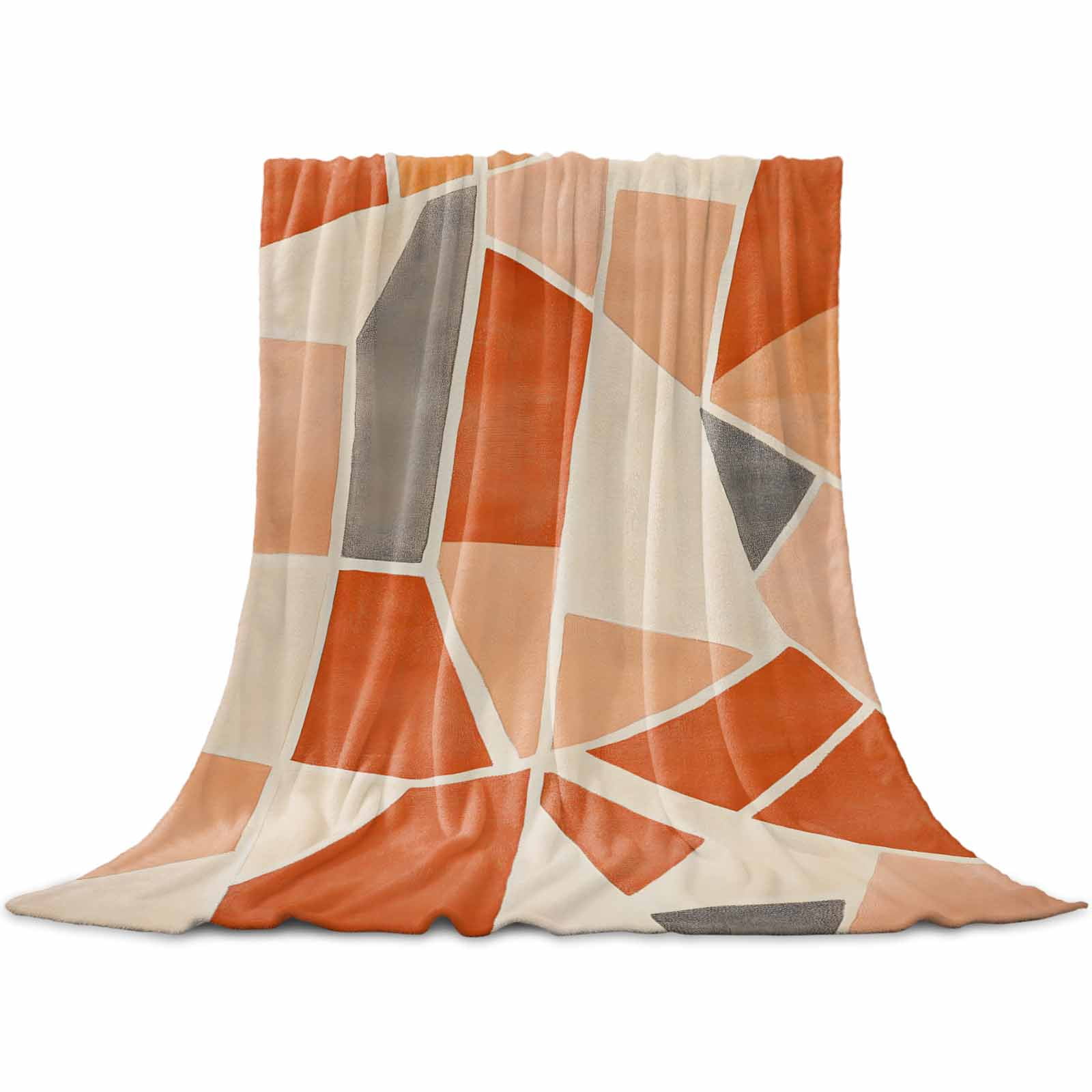 Flannel Throw Blanket for Couch Sofa Bed,Abstract Color Block Splicing Art Soft Cozy Warm Fuzzy ...