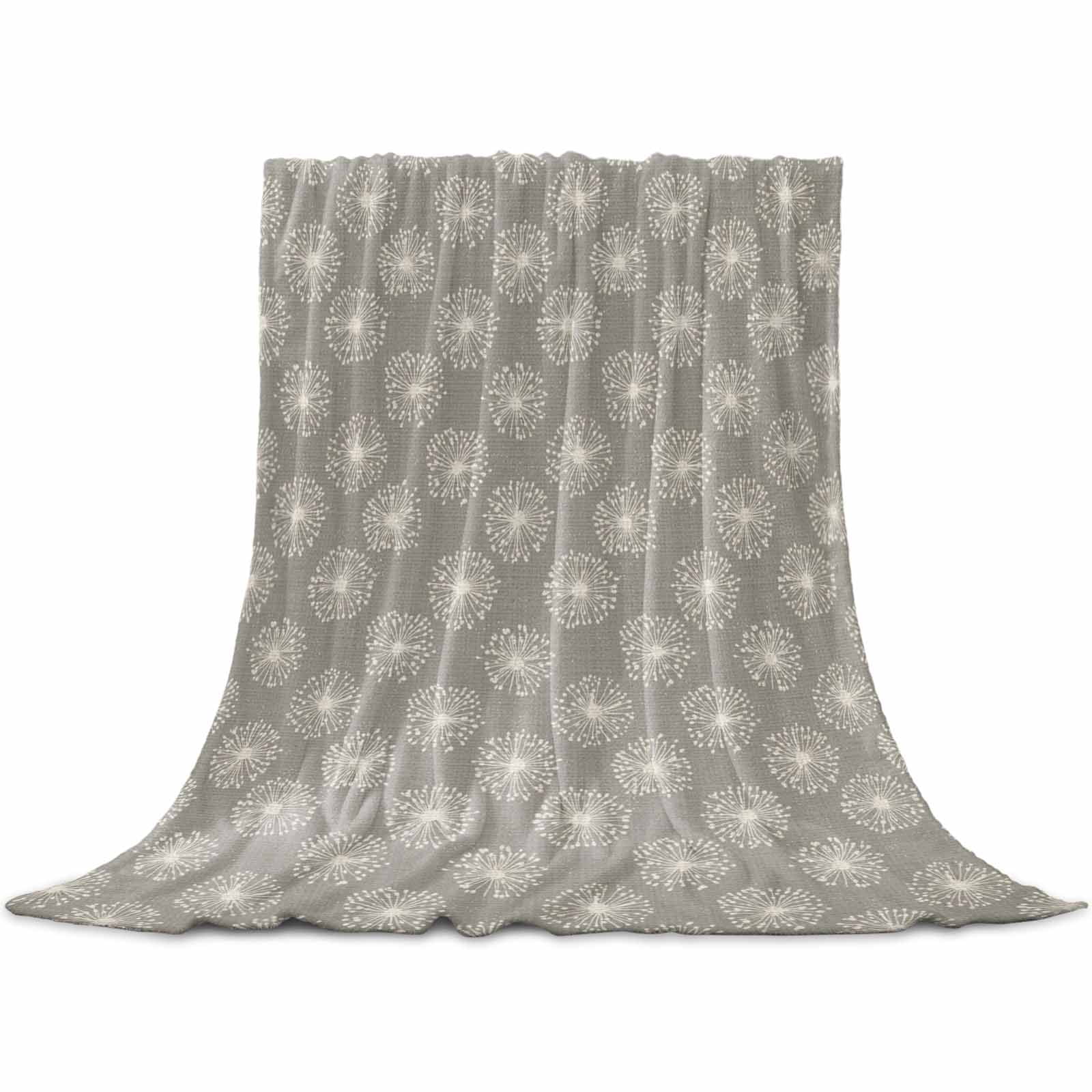 Flannel Throw Blanket for Couch Sofa Bed,Abstract Dandelion on Grey ...