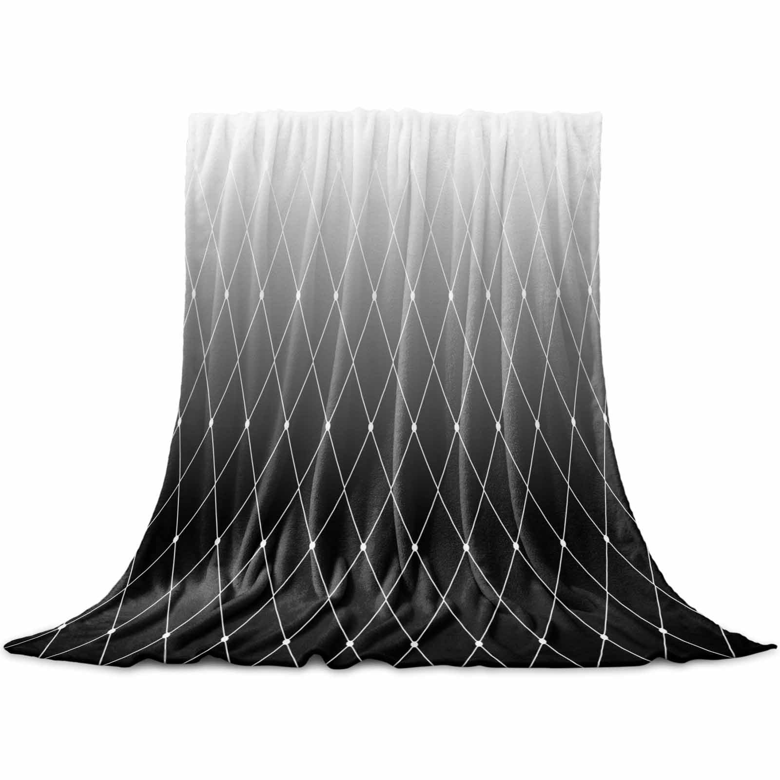 Flannel Throw Blanket for Couch Sofa Bed,Black Grey Gradient White ...