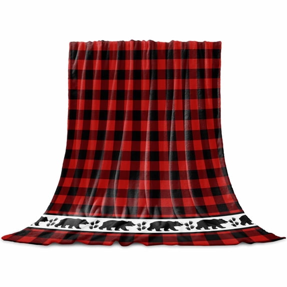 Flannel Throw Blanket for Couch Sofa Bed,Christmas Red Black Buffalo ...