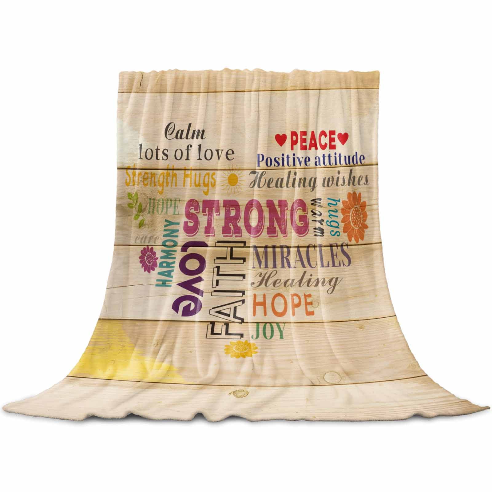 Flannel Throw Blanket for Couch Sofa Bed,Colorful Inspiration Quotes ...