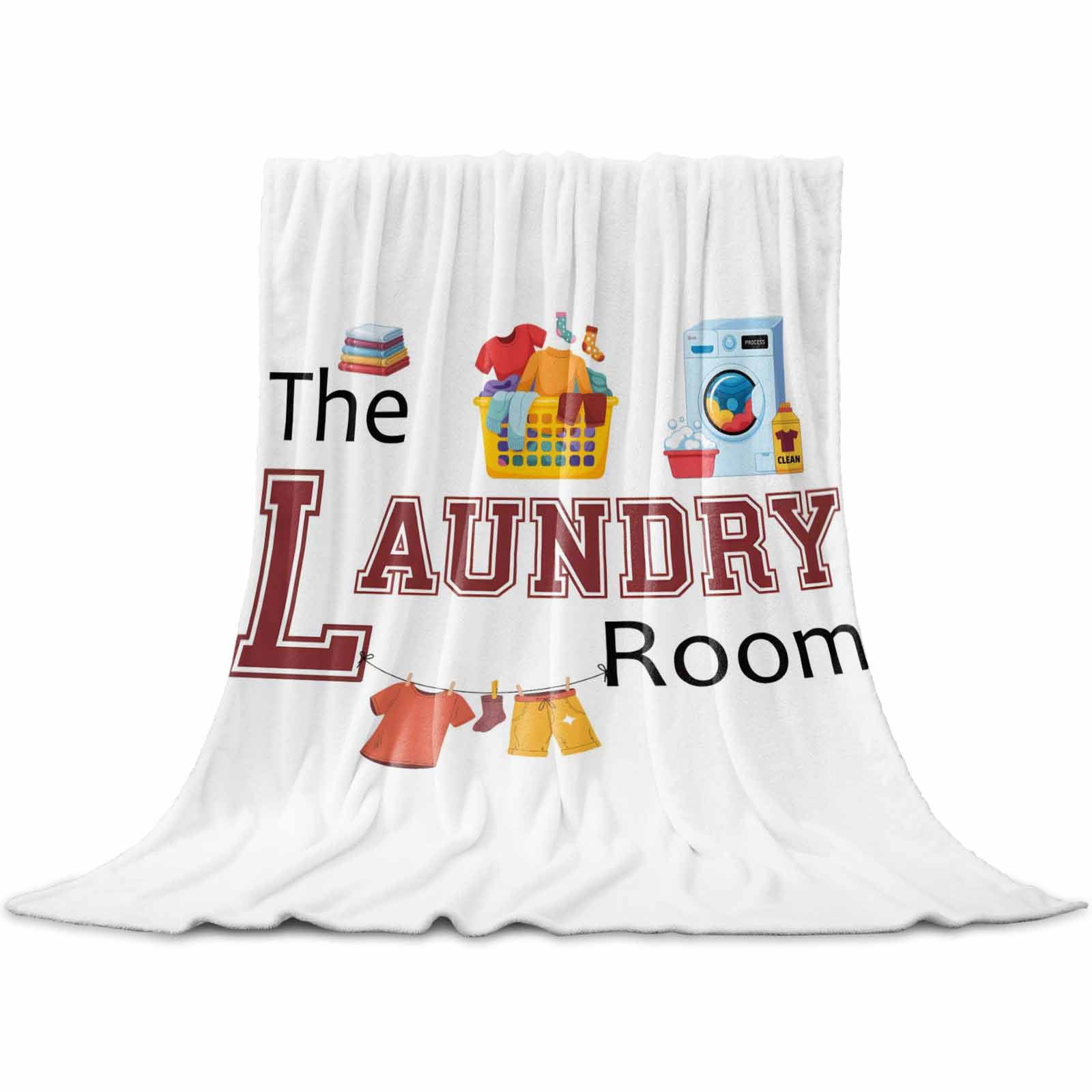 Flannel Throw Blanket for Couch Sofa Bed,Laundry Room Quotes Theme ...