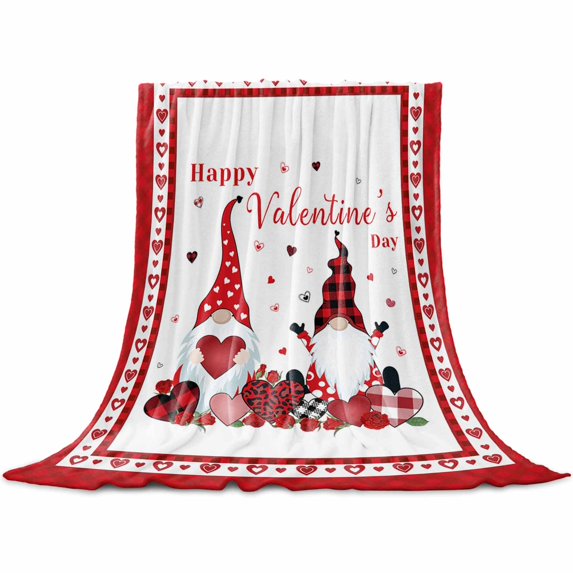 Flannel Throw Blanket for Couch Sofa Bed,Love Gnome Valentine's Day ...