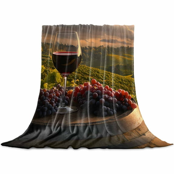 Flannel Throw Blanket for Couch Sofa Bed,Pastoral Grape Wine Vintage ...