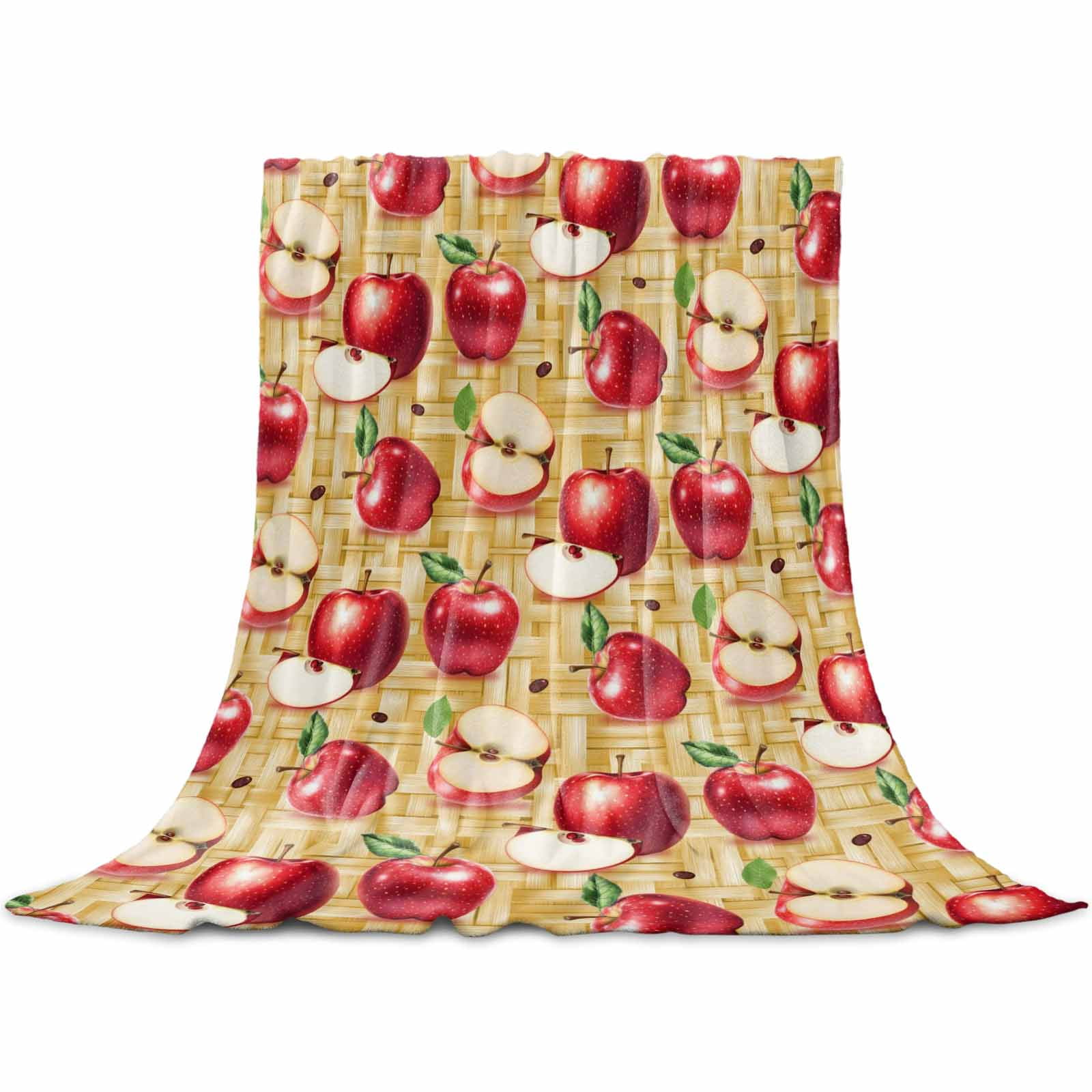 Flannel Throw Blanket for Couch Sofa Bed,Red Apples Farm Fruit Soft ...