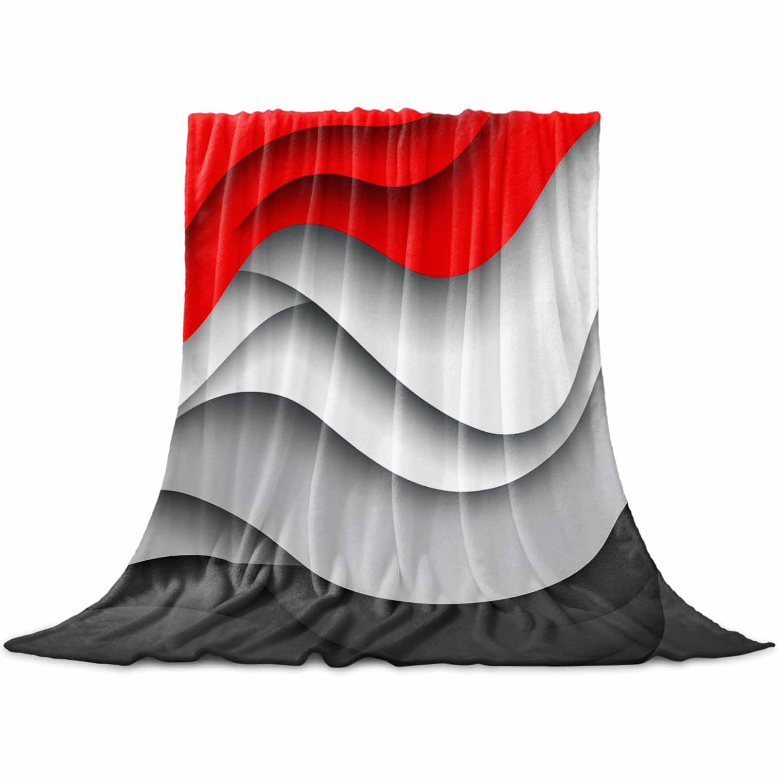 Flannel Throw Blanket for Couch Sofa Bed,Red Gray Color Blocks Soft ...