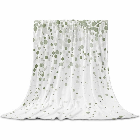Flannel Throw Blanket for Couch Sofa Bed,Sage Green Gradient Polka Dot ...