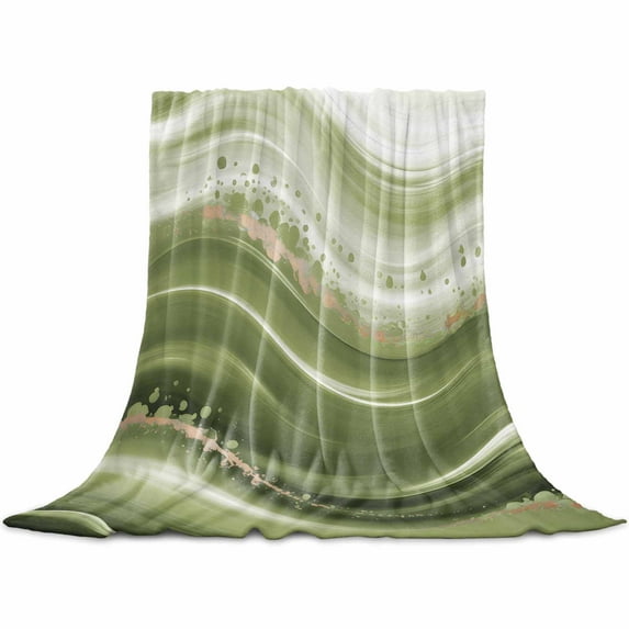 Flannel Throw Blanket for Couch Sofa Bed,Sage Green Gradient Stripes ...