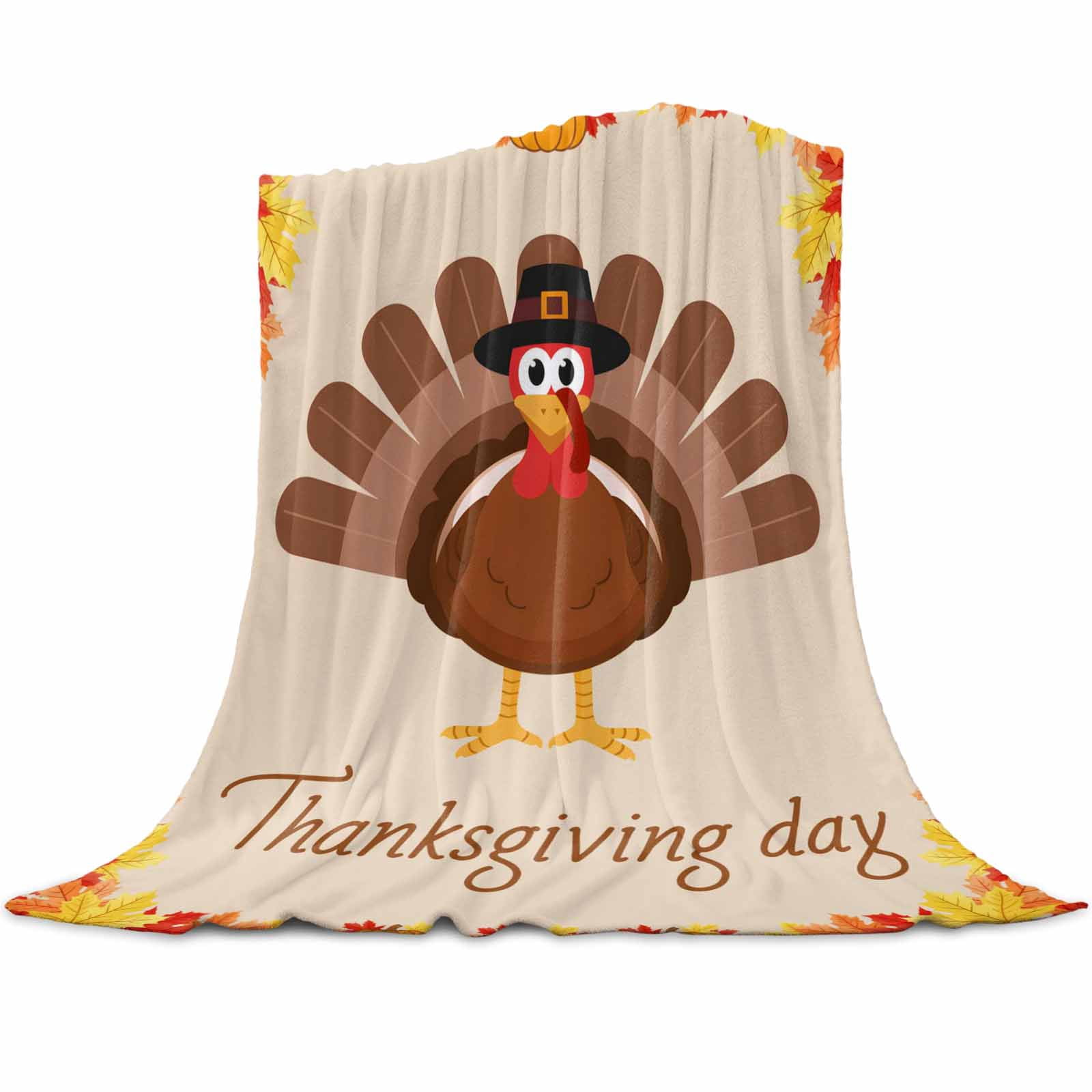 Flannel Throw Blanket for Couch Sofa Bed,Thanksgiving Cartoon Turkey ...