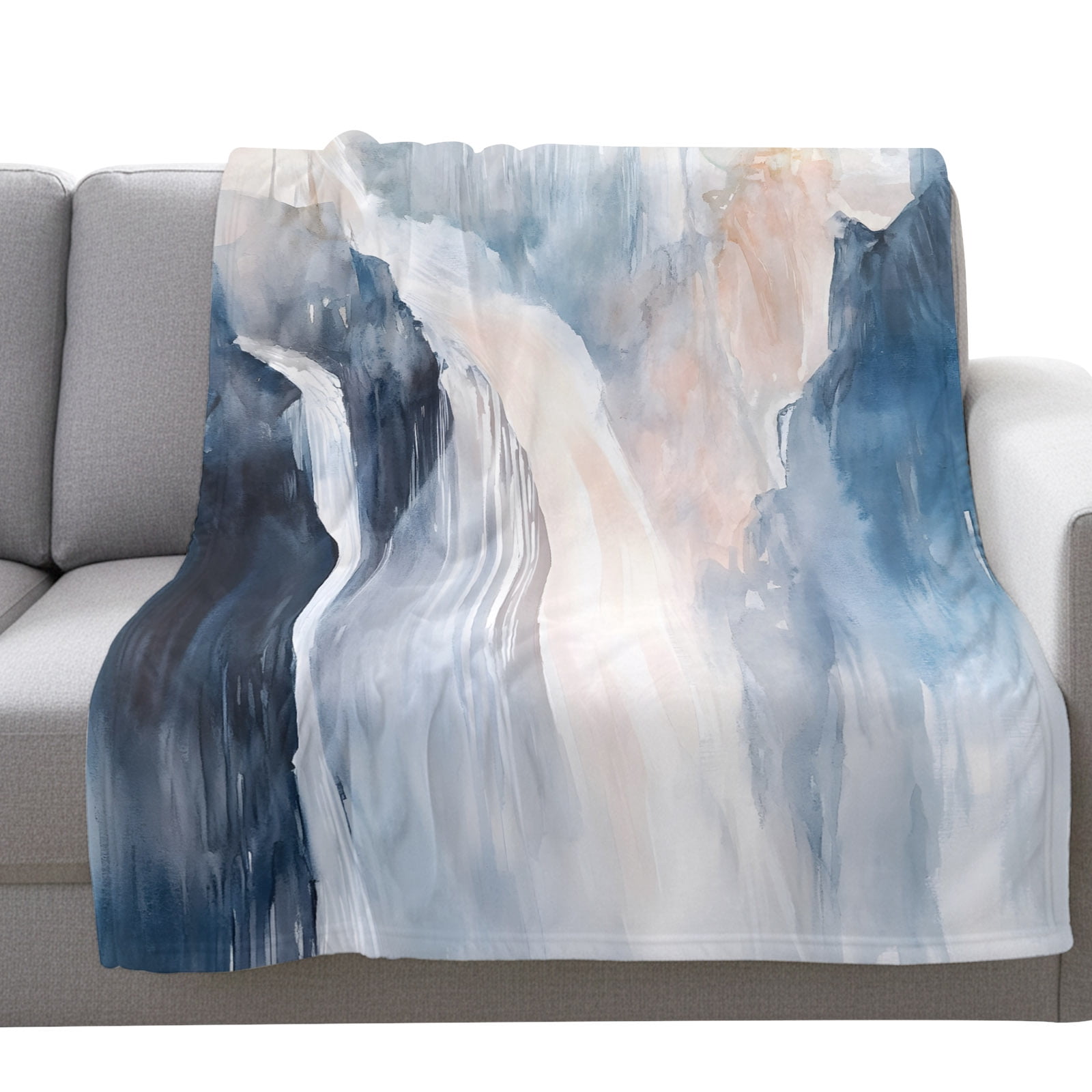 Flannel Throw Blanket for Couch Sofa Bed,Watercolor Art Abstract ...