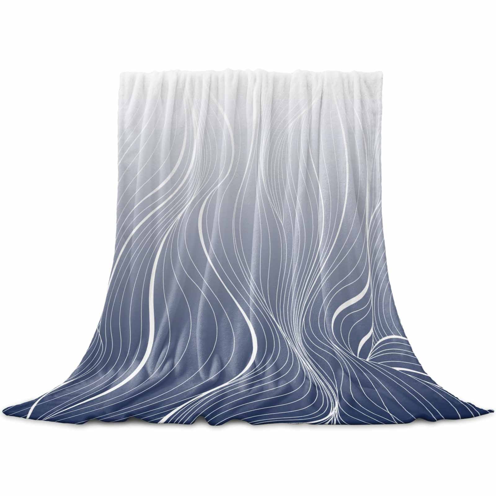 Flannel Throw Blanket for Couch Sofa Bed,Wave Line Purple White ...