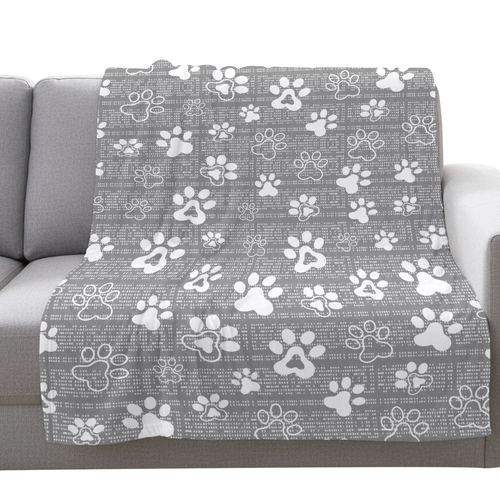 Flannel Throw Blanket for Couch Sofa Bed,White Dog Paw Claws Soft Cozy ...