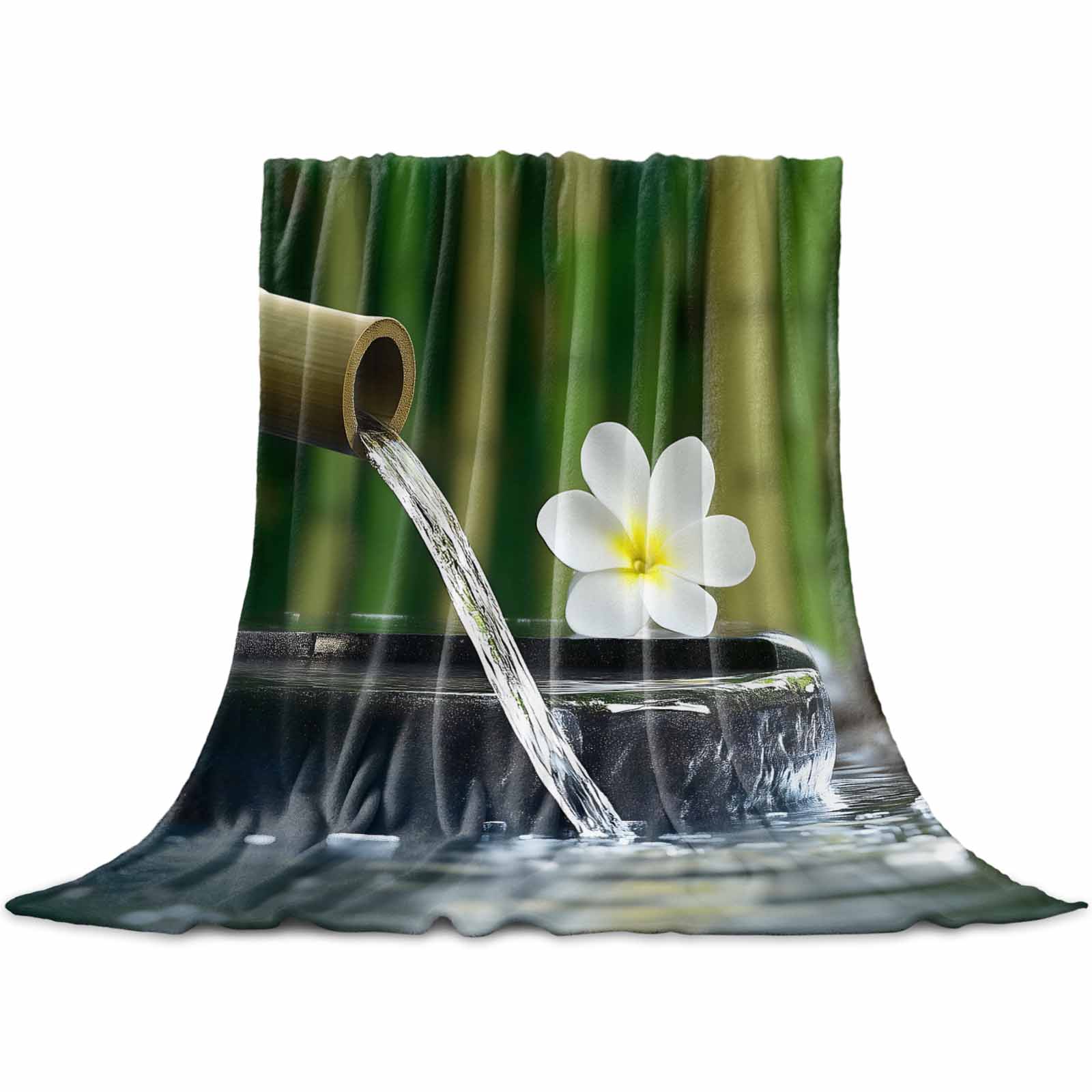 Flannel Throw Blanket for Couch Sofa Bed,Zen Meditation Plumeria Flower ...