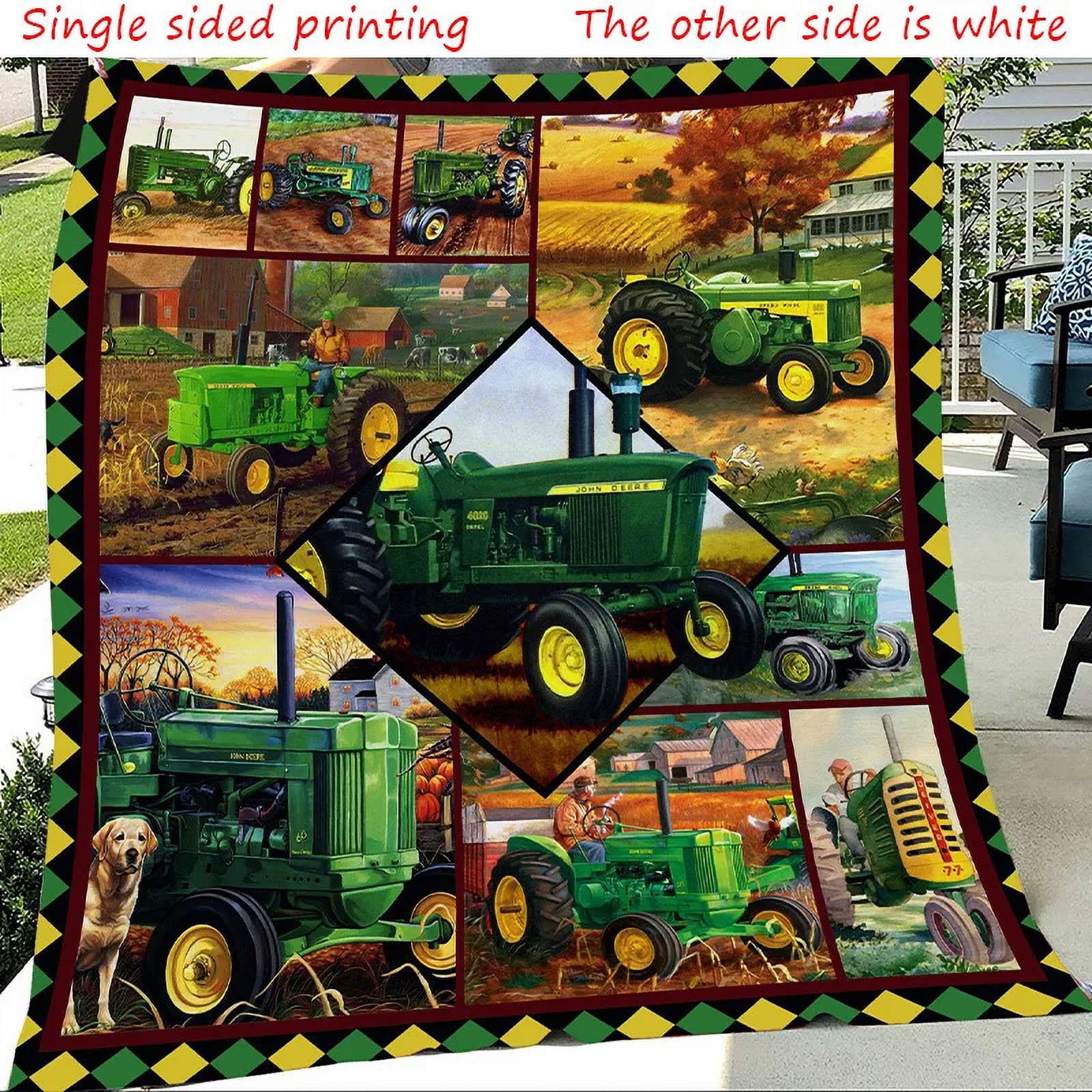 Flannel Tractor Blanket Farm Tractor Harvester Print Throw Blanket ...