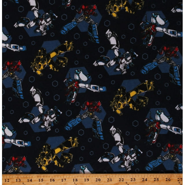 Flannel Transformers Robots Navy Blue Kids Boys Cotton Flannel Fabric ...