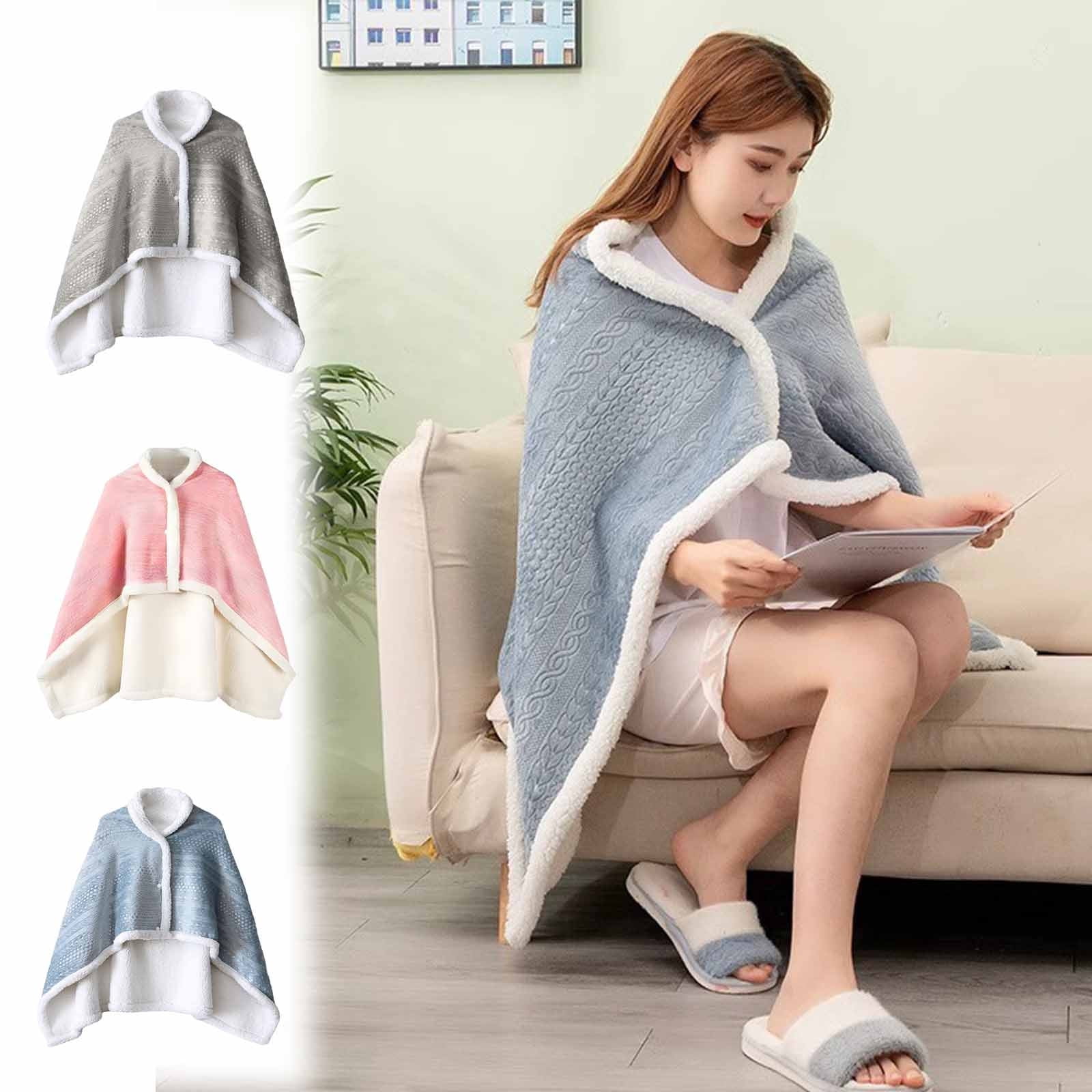 Flannel Wearable Blanket Shawl with Button Closure | Soft Polyester ...