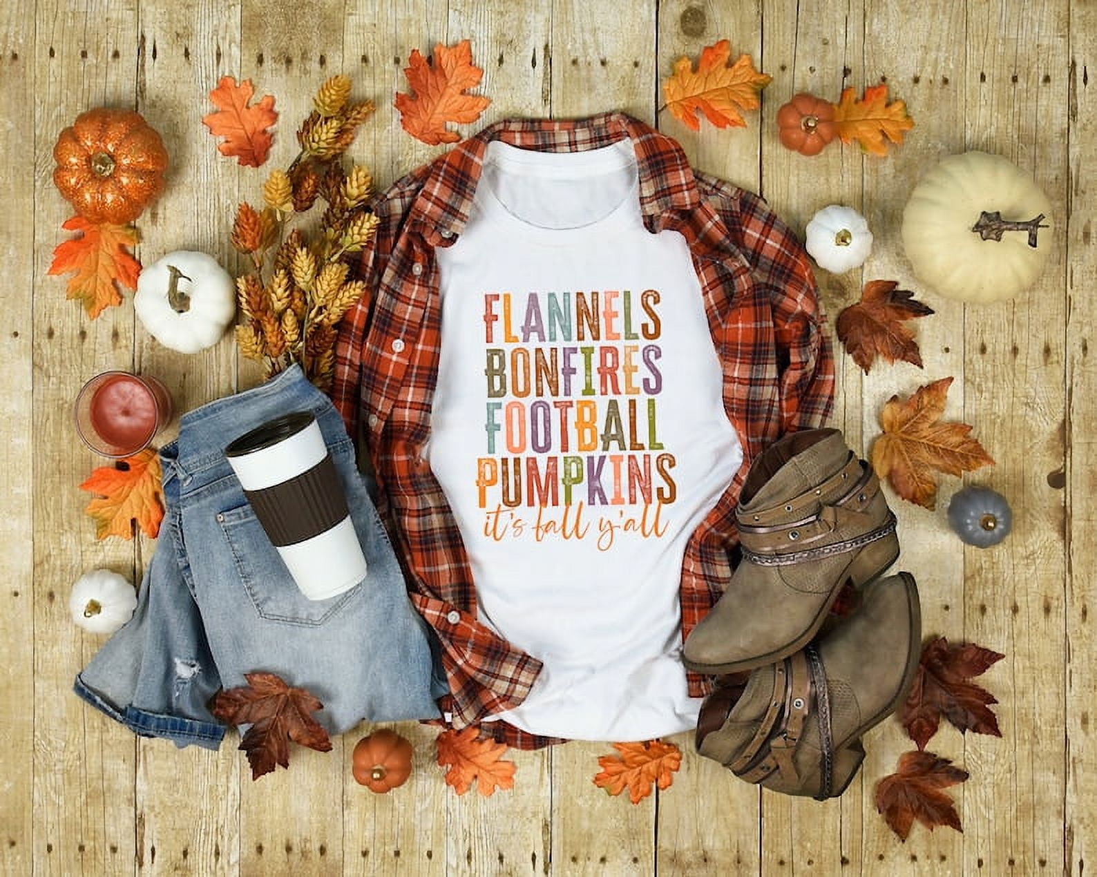Flannels Bonfires Football Pumpkins Shirt - Walmart.com
