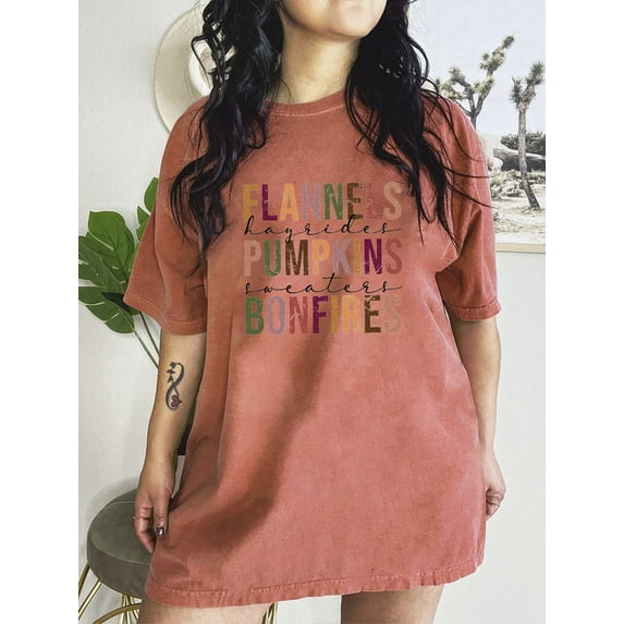 Flannels Pumpkins And Bonfires Shirt - Walmart.com