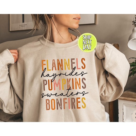 Flannels Pumpkins Hayrides S'Mores And Bonfires Sweatshirt, Fall Shirt ...