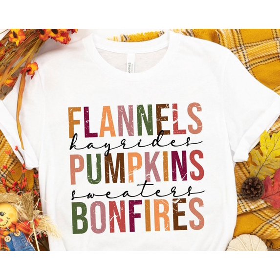 Flannels Pumpkins Hayrides S'mores and Bonfires Shirt, Fall Shirt, Fall ...