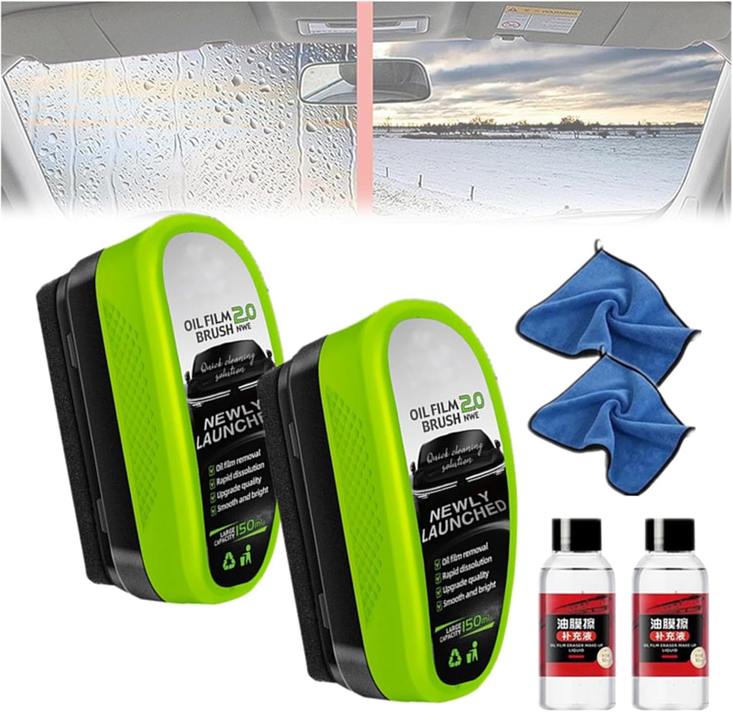 Flanora Glass Cleaner, Flanora Automotive Oil Film Cleaning Brush, 2025 ...