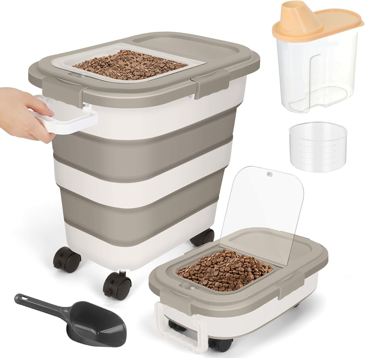 Flantor 25lbs Collapsible Airtight Dog and Cat Food Storage Container ...