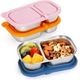 Flantor 3 Pack Stainless Steel Snack Containers, 2 Compartment Metal ...