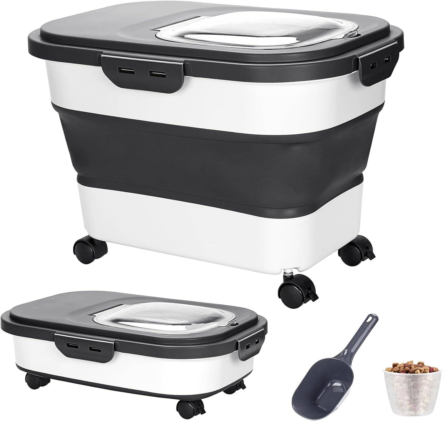 Flantor Dog Food Storage Container 20-23 lbs, Plastic Collapsible Pet ...