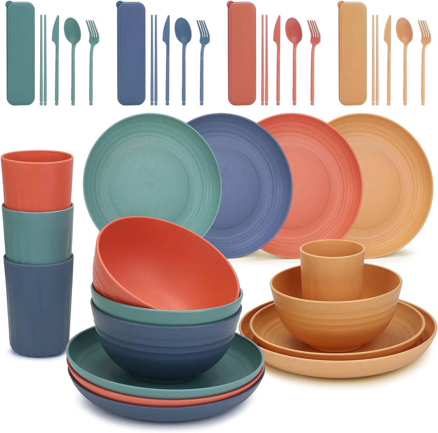 Mainstays 28-Piece Eco-Friendly Recycled Plastic Dinnerware Set ...