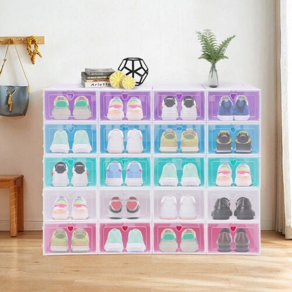 Flap Shoe Storage Box Stackable Sneaker Container Organiser Plastic ...
