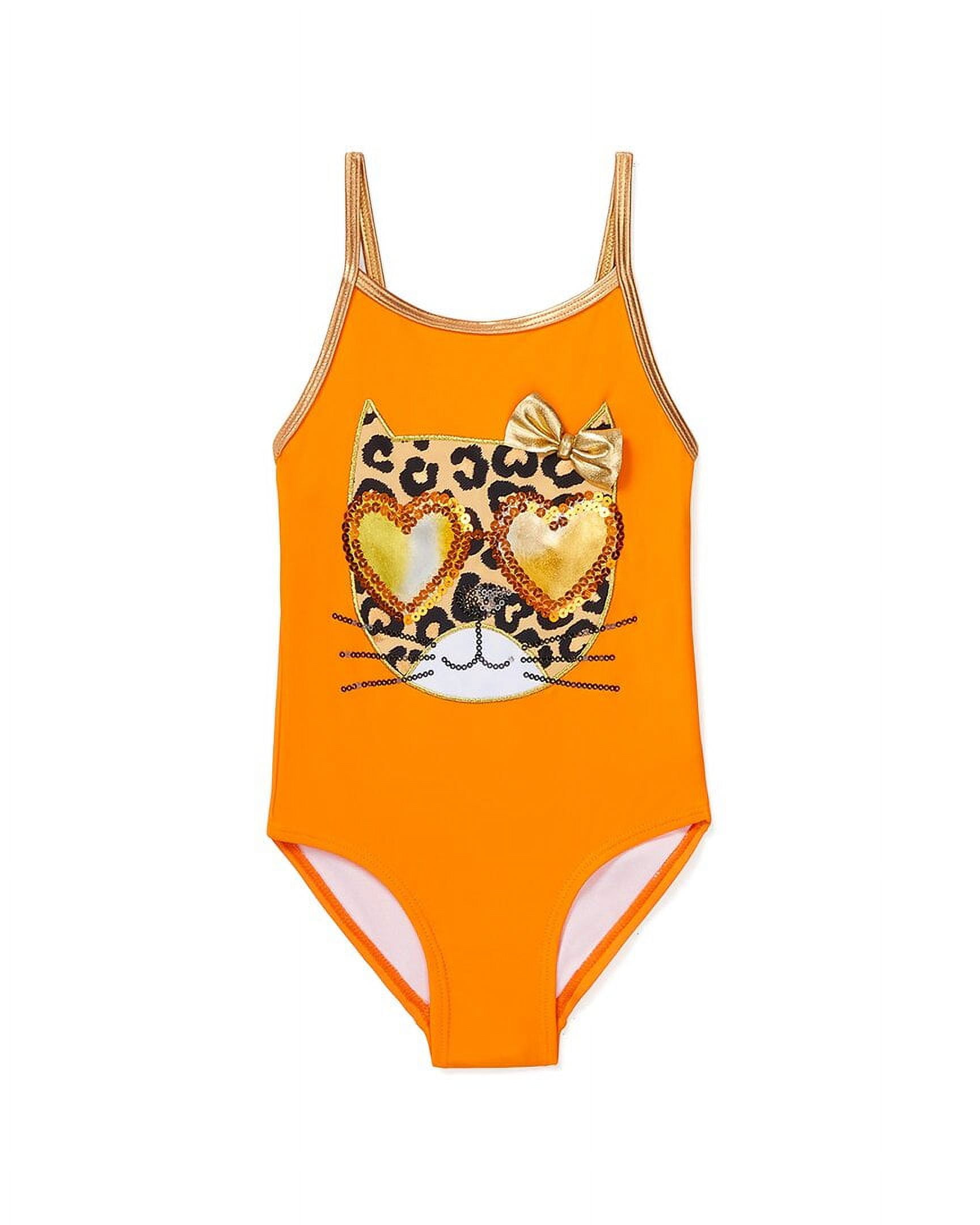 Flapdoodles Girls Back Bow Tie One Piece G6x Orange