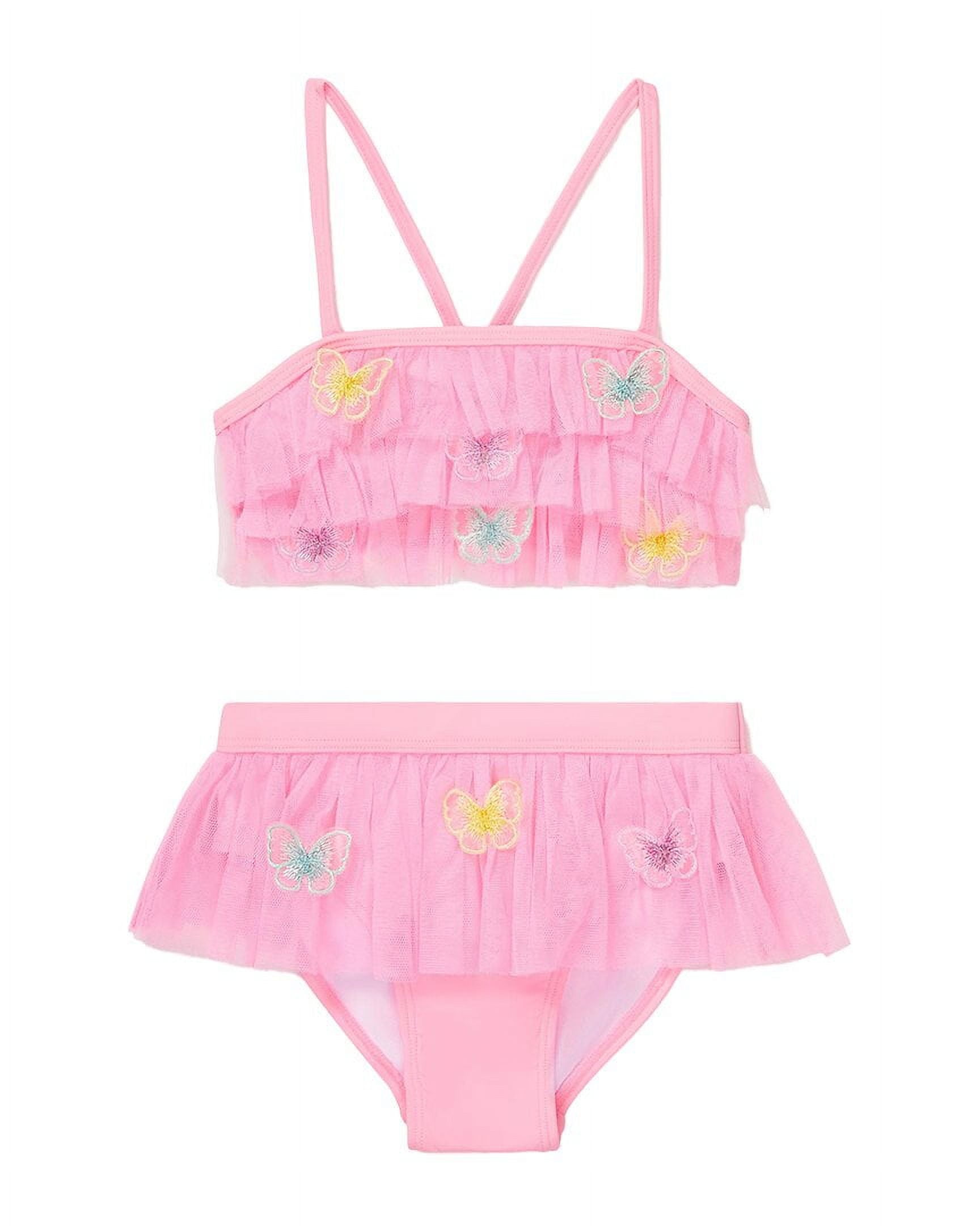 Flapdoodles Girls Butterfly Tutu 2pc Swimsuit 4t Pink