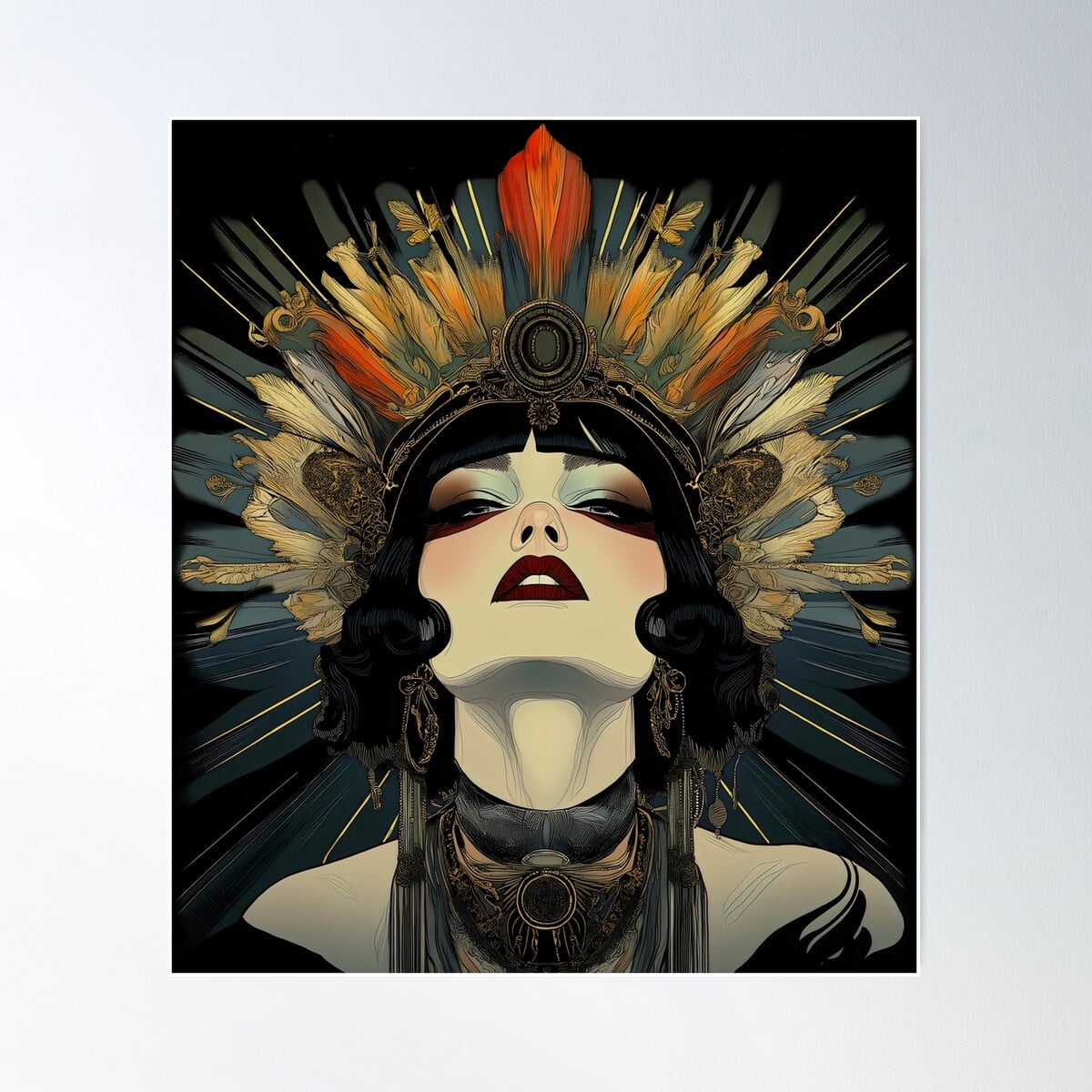 Flapper Girl, Vintage Art Deco Lady Poster Wall Art, Modern Wall Decor ...