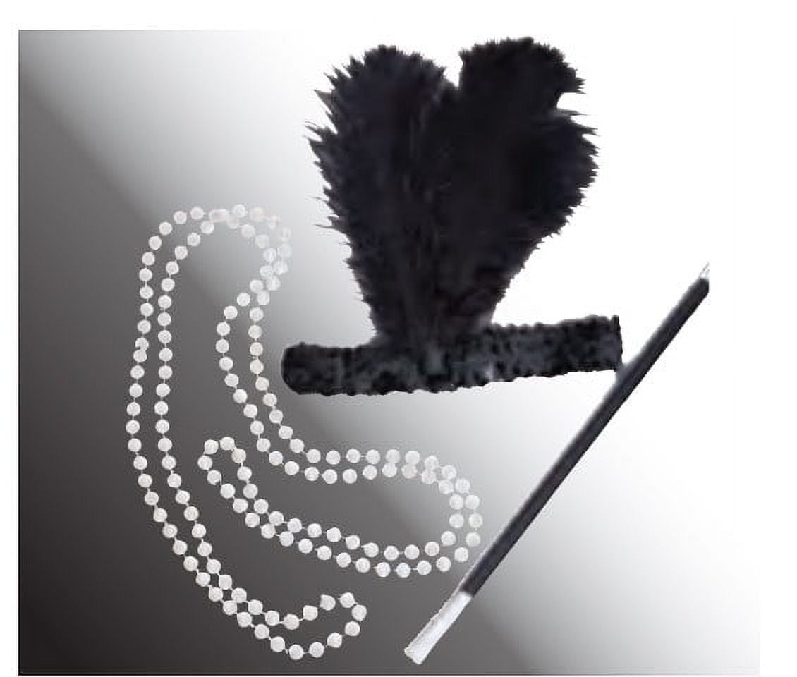 Flapper Set - 1920's - Black/White - 3-Piece - Costume Accessory ...