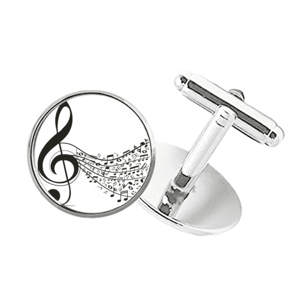 Flappg Music Notes Treble Clef Round Button Cuff Clip Stud Cufflinks ...