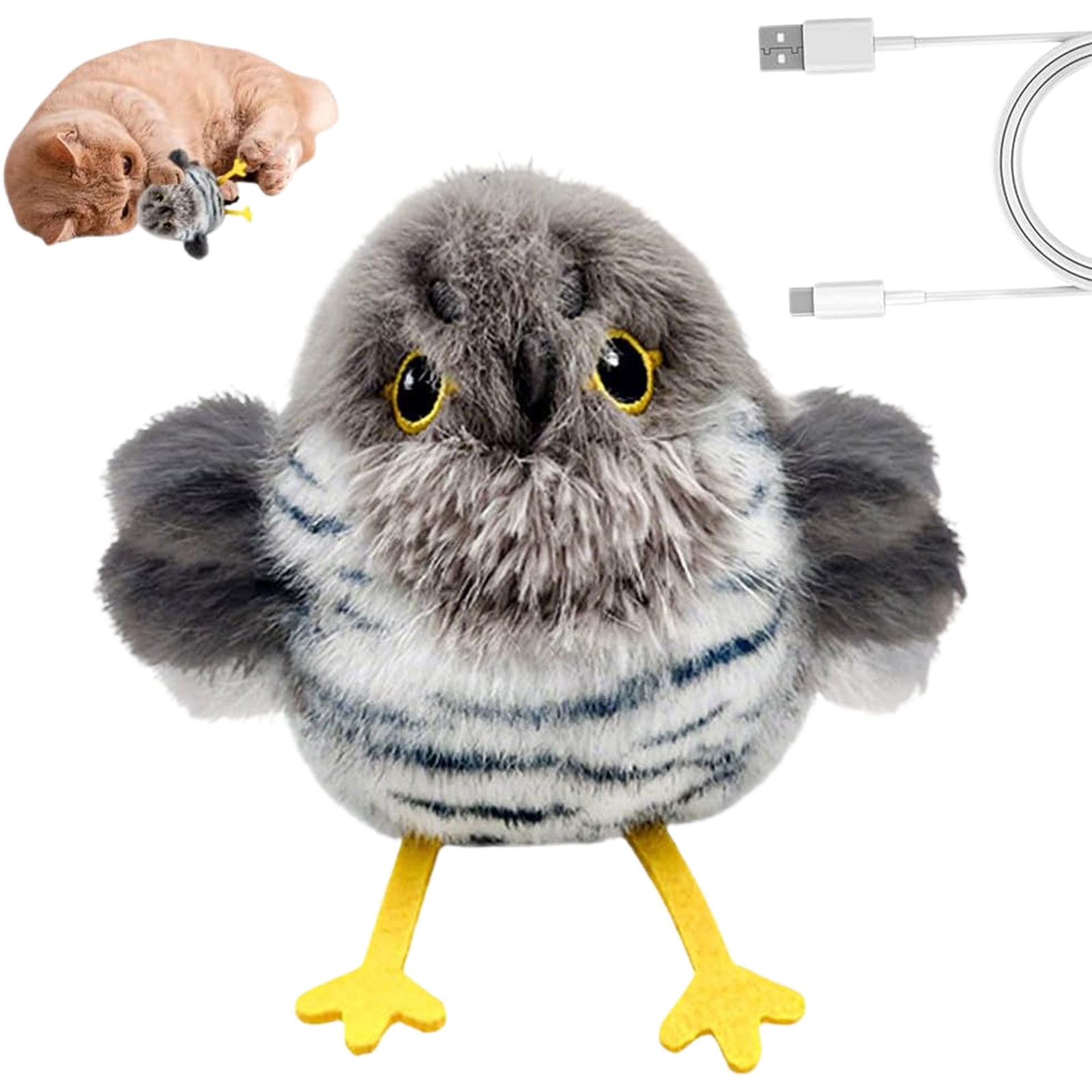 Flapping Bird Cat Toy, 2026 Upgraded Interactive Flying Chirping Bird ...