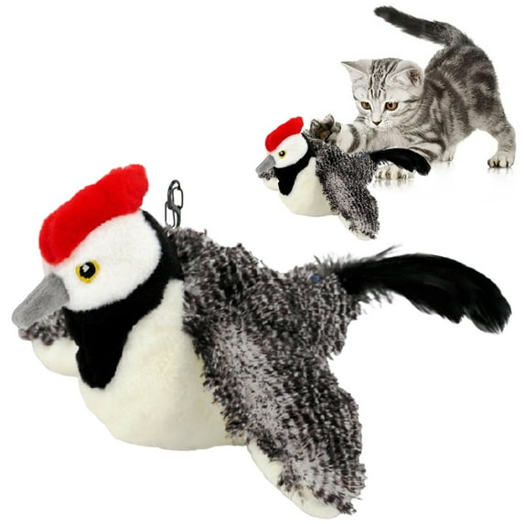 Flapping Bird Cat Toy, Chirping Interactive USB Rechargeable Toy for ...
