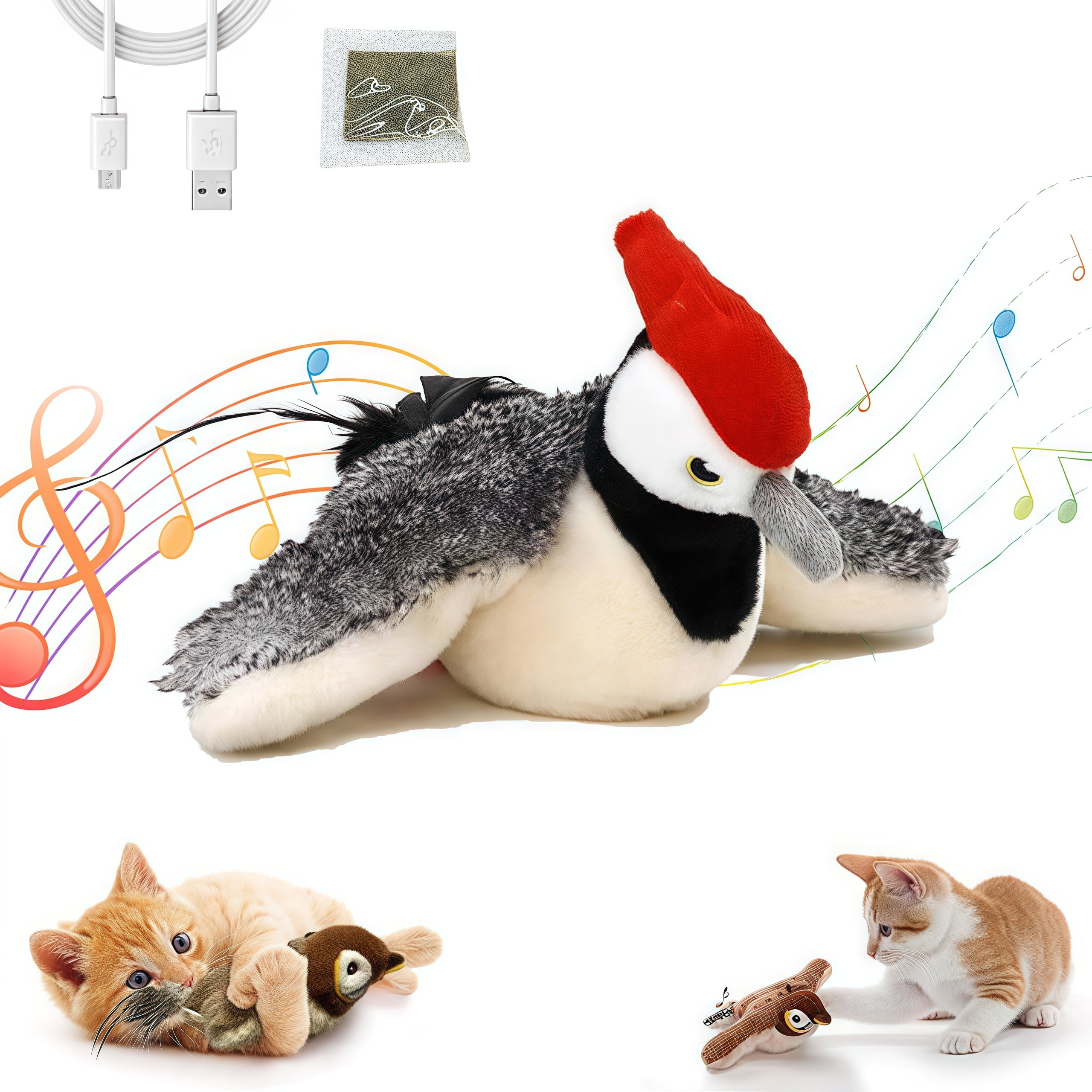 Flapping Bird Cat Toy, Flying Bird Cat Toy, Simulated Chirping Bird Cat ...