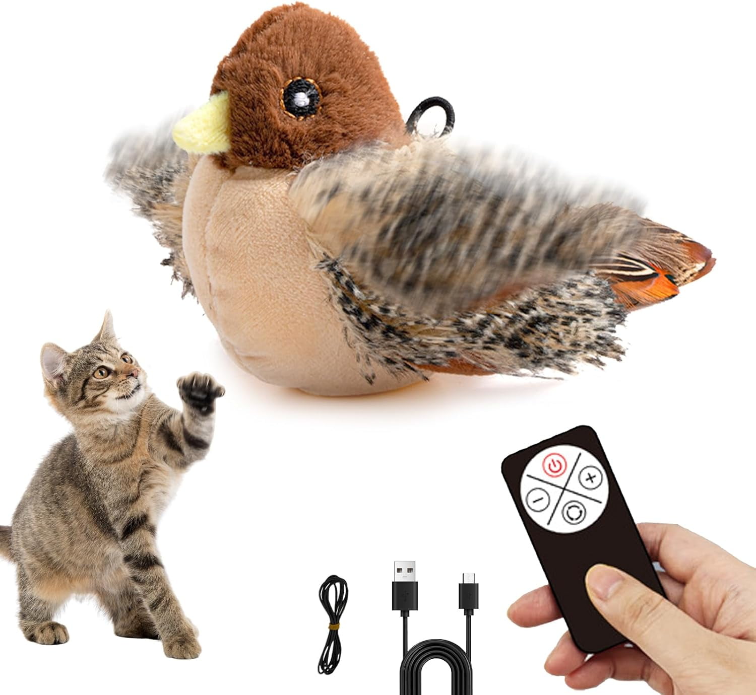 Flapping Bird Cat Toy, Interactive Chirping Cat Toy with Remote Control ...