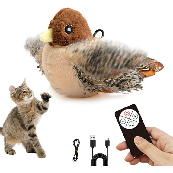 Flapping Bird Cat Toy, Interactive Chirping Cat Toy with Remote Control ...