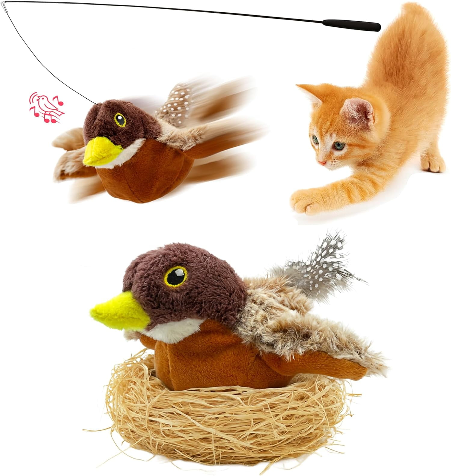 Flapping Bird (No Flying), Life-Like Bird Chirp Tweet, Touch Activated ...