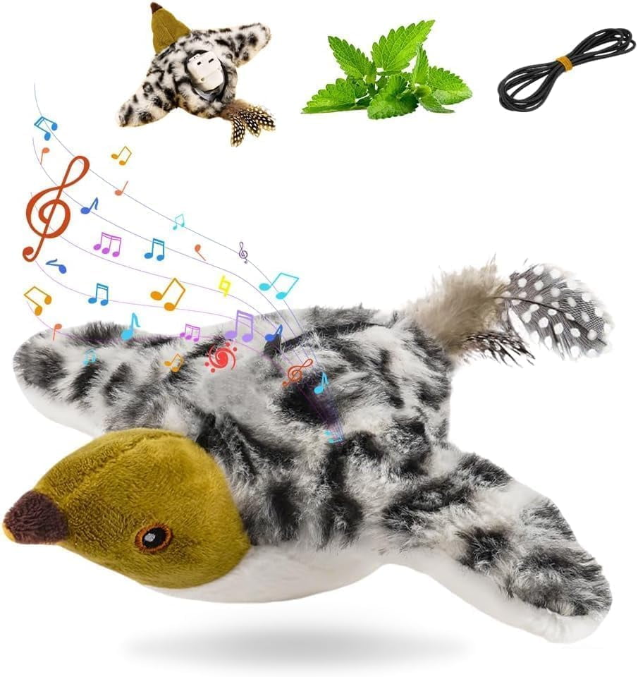 Flapping Chase Cat Toy, Upgrade Interactive Chirping Flying Bird Cat ...