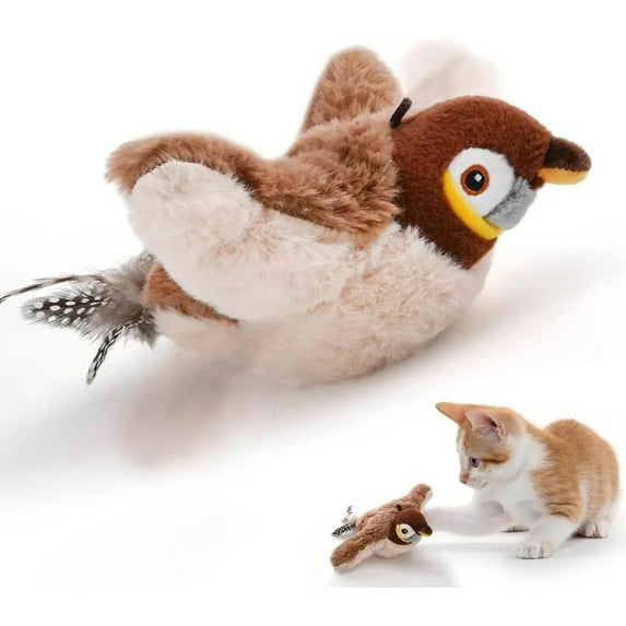 Flapping Chirping Bird Cat Toy, Flying Bird Cat Toys for Indoor Cats ...