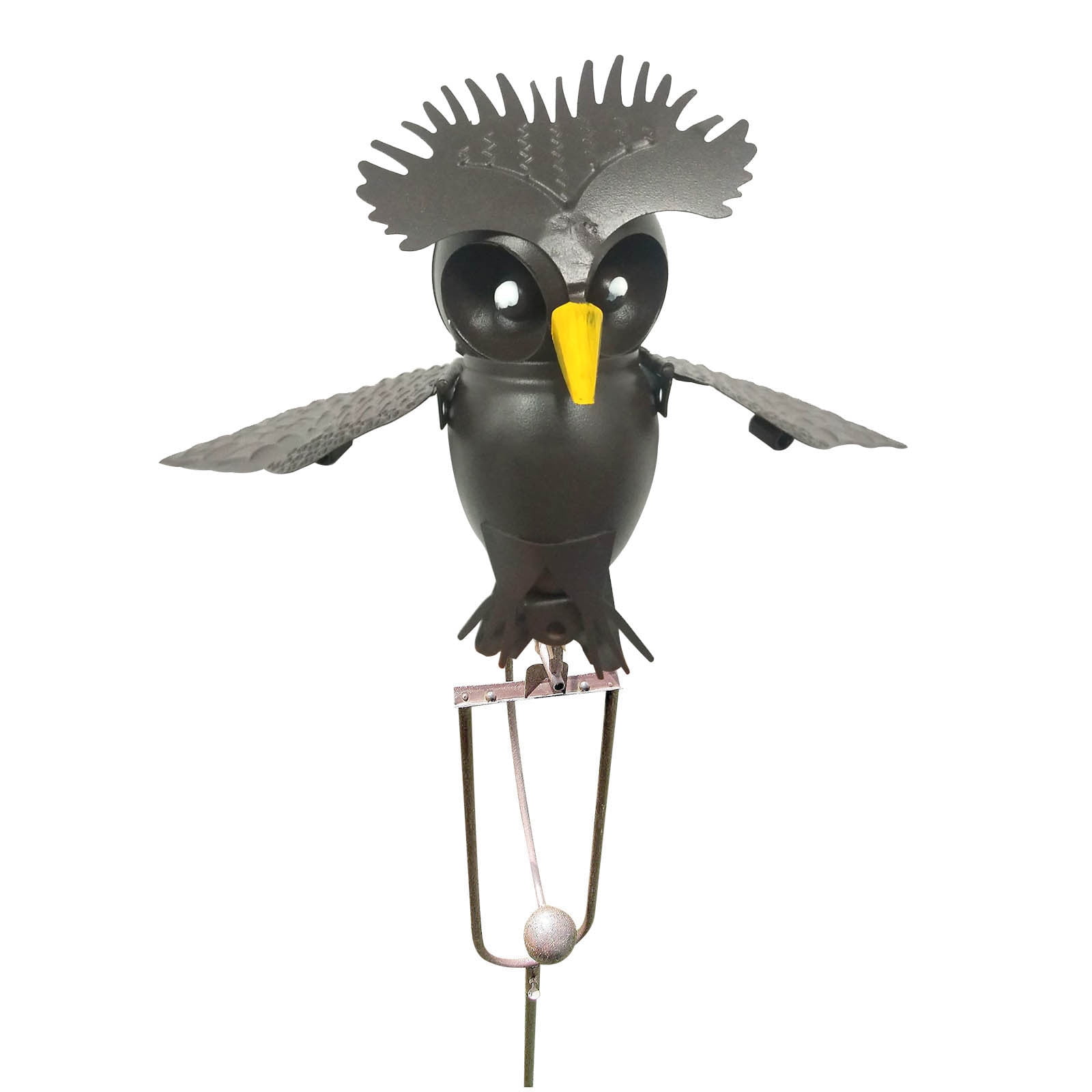Flapping Metal Owl Yard Stake, Wind-Powered Whirly-Gig for Garden Art ...
