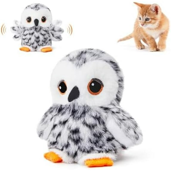 Flapping Owl Cat Toys (No Flying), Lifelike Bird Chirp, Rechargeable ...